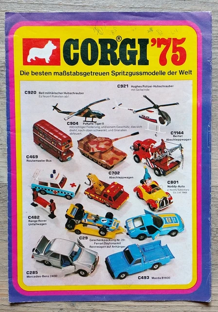 CATALOGO CORGI TOYS/FOLDER 1975, edizione tedesca, originale, completo ...