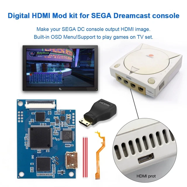 HISPEEDIDO DIGITAL HDMI MOD Kit SEGA DC 1080P For For SEGA Dreamcast ...