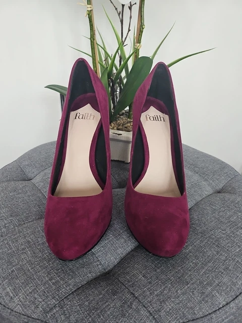 FAITH - BURGUNDY Suede Stiletto Shoes - Size 5 £5.00 - PicClick UK