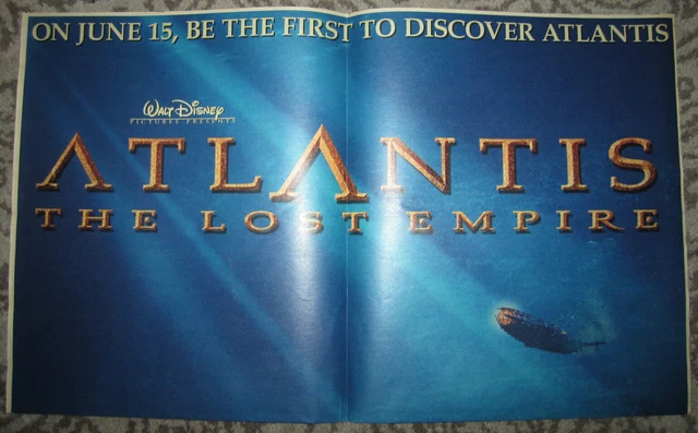 WALT DISNEY'S ATLANTIS the Lost Empire fold out movie advertising ...