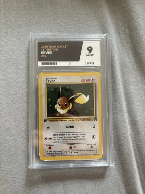 POKEMON CARD EEVEE 55/82 Team Rocket WOTC 1st Edition ACE 9 MINT £40.00 ...
