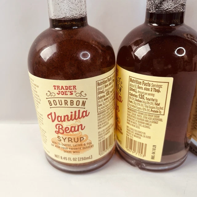 TRADER JOE'S BOURBON Vanilla Bean Syrup 8.45 fl oz best by 4/14/28 £12. ...
