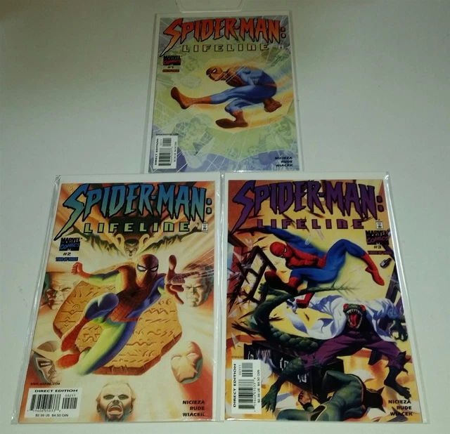 SPIDERMAN LIFELINE #1-3 Couverture Peinte Steve Rude Marvel Ensemble ...