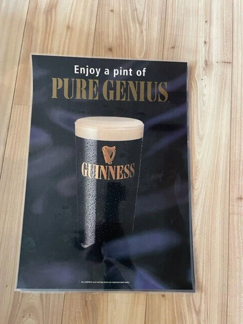 GUINNESS - DOUBLE sided laminated advertising poster - Pure Genius £9. ...