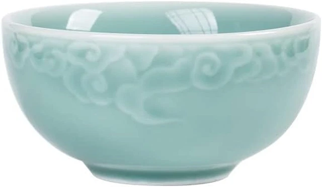 CELADON JADE GREEN Porcelain Bowl Embossed with Lucky Cloud,3 Colors ...