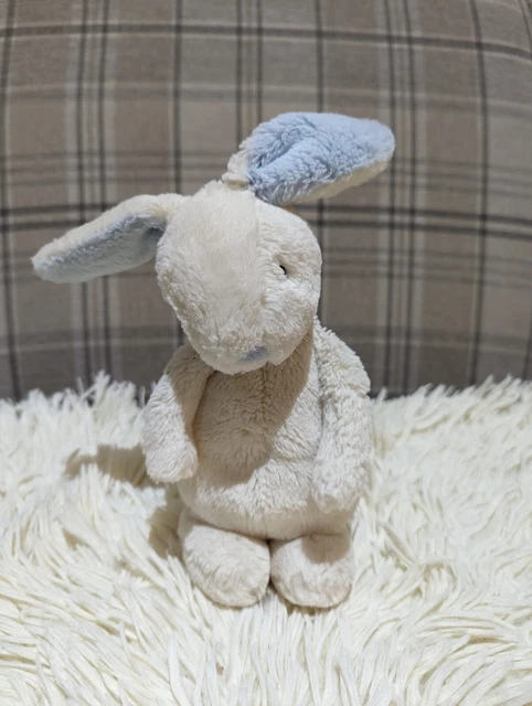 JELLYCAT WHITE BUNNY Rabbit Blue Ears 8” With Rattle Soft Toy Plush £5. ...