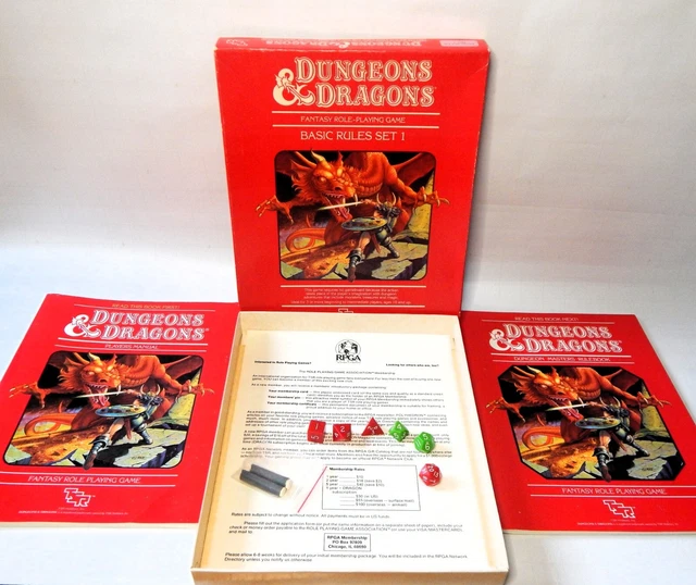 1983 DUNGEONS AND Dragons Basic Rules Set 1 TSR Hobbies Box 1011 Complete VTG $200.00 - PicClick CA