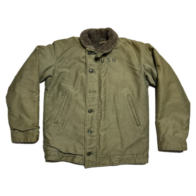 VINTAGE 1940S WWII WW2 US NAVY USN N1 Mens Deck Jacket Alpaca Size 44 ...