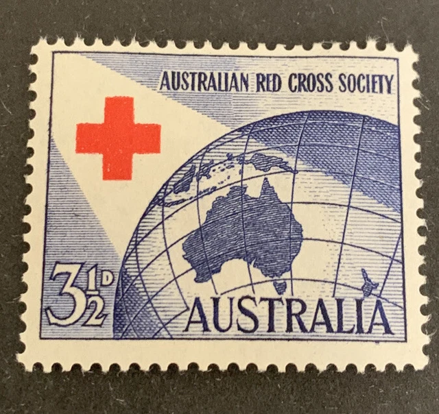 1954 PRE-DECIMAL 40TH Anniversary Red Cross 3 1/2d Blue Stamp MLH No ...