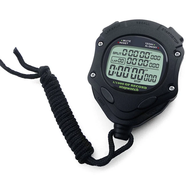 DIGITALE STOPPUHR TIMER mit 100 Runden Speicher Metronom und ...