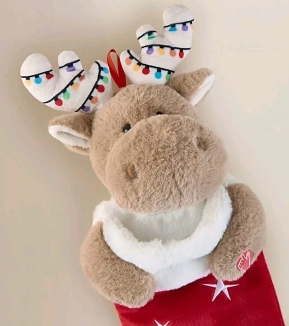 REINDEER WITH FLAPPING Antler Animated Plush Christmas Stocking Musical ...