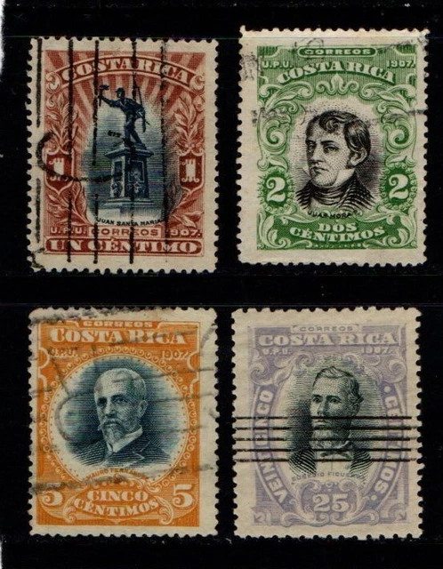 COSTA RICA 1907 1c, 2c, 5c, 25c Portraits SG57-58, 60, 63 Sc 59-60, 65 ...