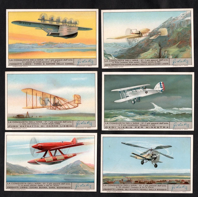 EARLY AVIATION CARD Set Liebig 1935 Aircraft Planes Flying Boat Wright ...