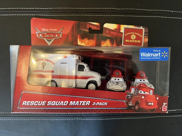 MATTEL DISNEY PIXAR Cars Rescue Squad Mater 3 pack cars toons Mia Tia ...