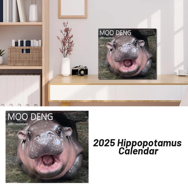 2025 MOO DENG Calendar, 2025 Moo Deng Pygmy Hippo Monthly Calendar Wall ...