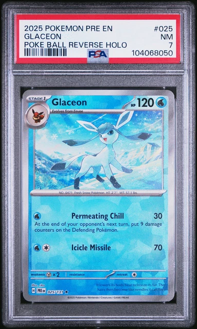 2025 POKEMON PRE En-Prismatic Evolutions Poke Ball Reverse Holo Glaceon ...