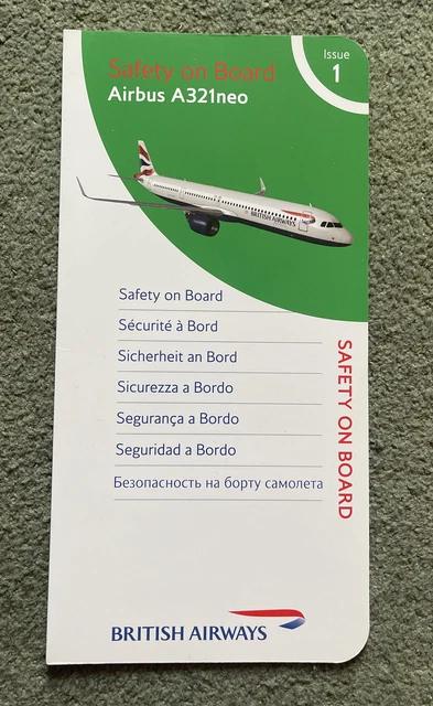 BRITISH AIRWAYS - Airbus A321Neo - Safety Card (Issue 1) £1.45 ...