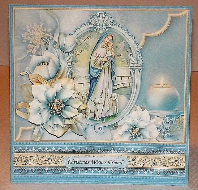 HANDMADE GREETING CARD 3D Christmas With Virgin Mary And Baby Jesus $8. ...