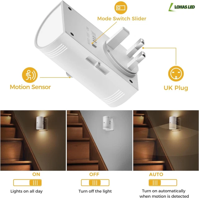 LOHAS-LED NIGHT LIGHT, Motion Sensor Night Light Plug in Wall, Motion ...