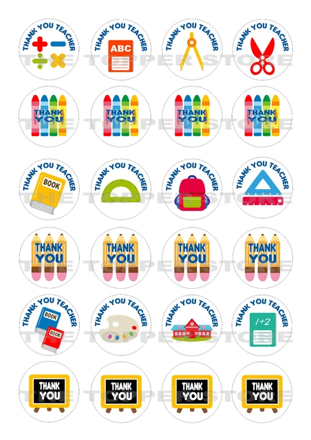Thank You Teacher Edible Cupcake Toppers For Sale Picclick Uk