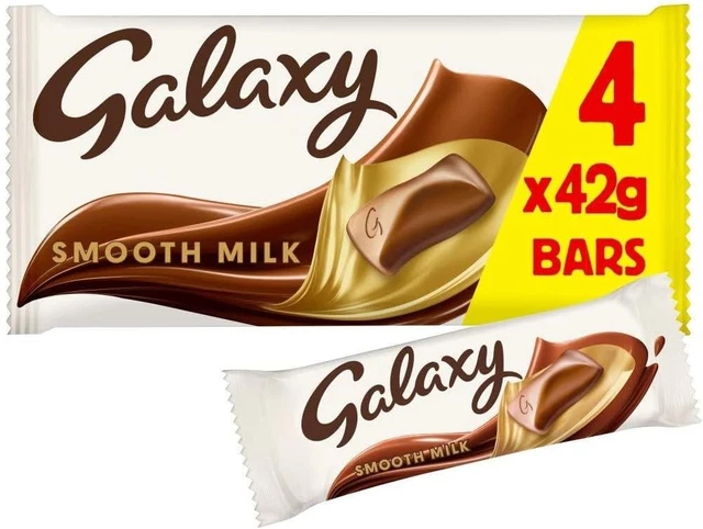 GALAXY SMOOTH MILK Chocolate Bars, Snack Bars, Sharing Pack, 4 x 42g £8 ...