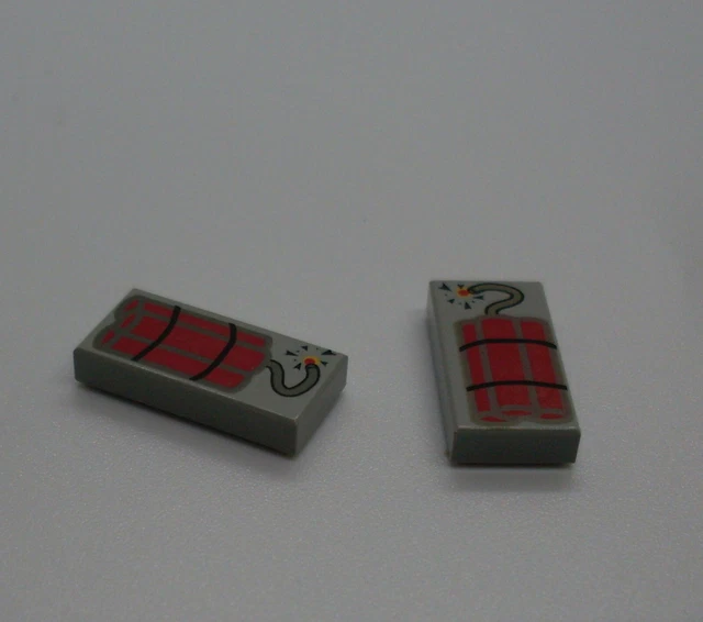 LEGO 5X DYNAMITE Bricks (1x2 Gray Smooth Flat Dynamite Accessories ...