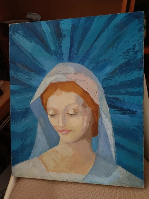 TABLEAU HUILE SUR toile. Vierge Marie. Sainte. Religion EUR 42,00 ...