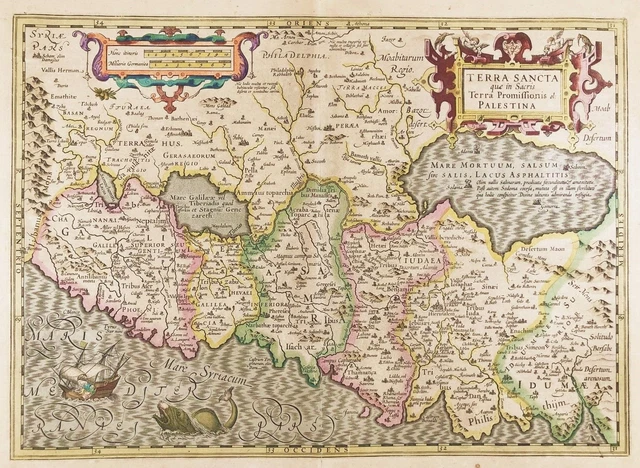 HOLY TERRA PALESTINE Israele Palestina Jerusalem Judaica Mappa Mercator ...