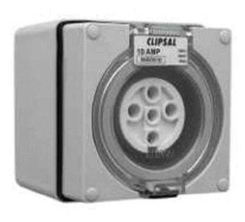 CLIPSAL 56-SERIES SURFACE SOCKET 500V 5-Pin Round CHEMICAL GREY- 10A Or ...