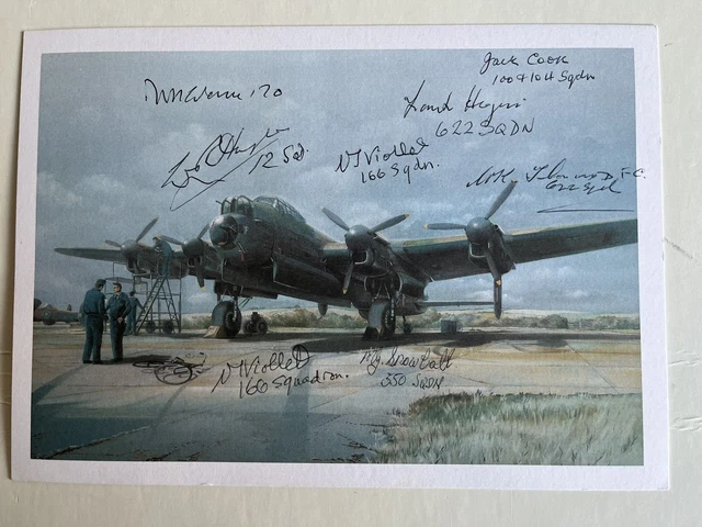 LANCASTER PHOTO CARD Signed 8 WW2 RAF Bomber Command Veterans + Reg ...
