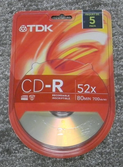 TDK: CD-R - 80 Minute Recordable Disc - 5-Pack, New Sealed $14.95 ...
