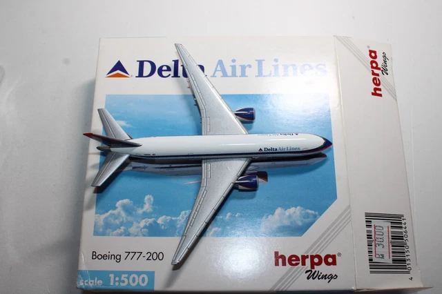 HERPA WINGS 1:500 Flugzeug 506441 Boeing 777-200 Delta Air Lines OVP Etikett2 EUR 14,90 ...