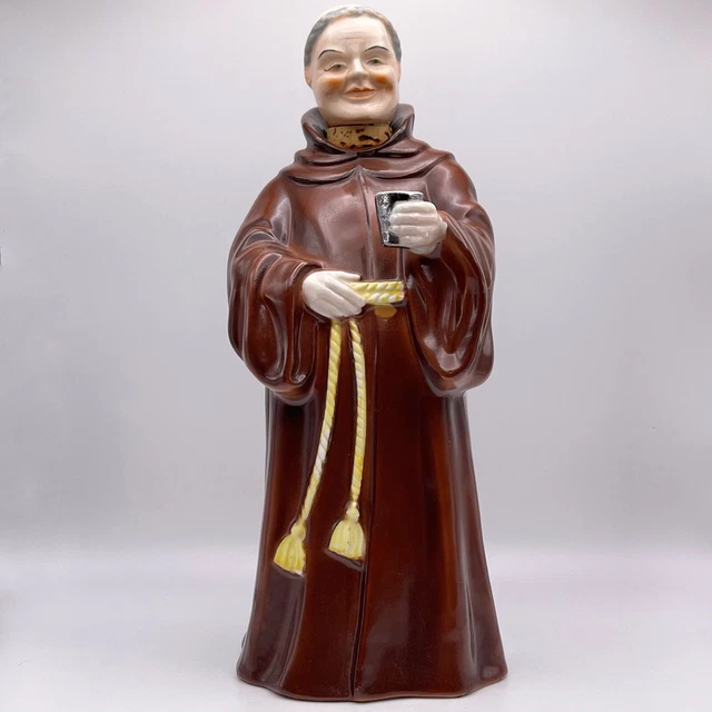 VINTAGE MCM PORCELAIN Franciscan Friar Tuck Monk 9” Decanter with Cork ...
