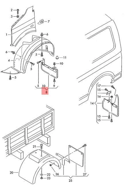 GENUINE MUD FLAP With Bracket Left Front VW 7H0898809 £50.96 - PicClick UK