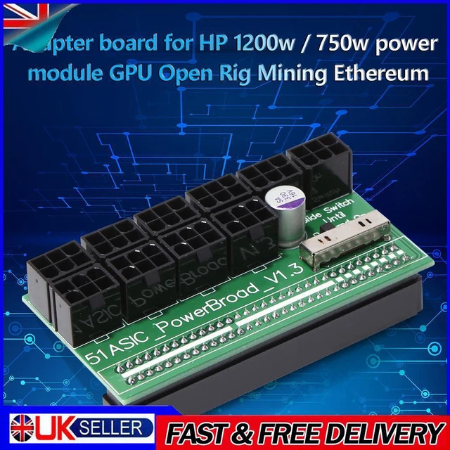 750W-1200W PSU POWER Supply Breakout Board 10 Ports PCIe 6Pin for HP ...