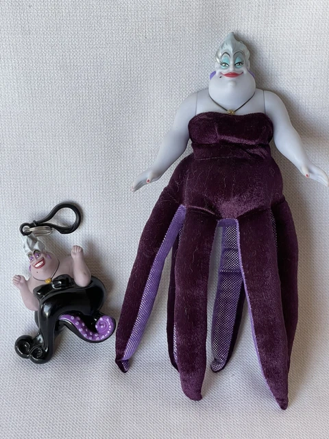 DISNEY URSULA VILLAIN Lot, Doll 12” + Hang Clip Mini Money Purse Look ...