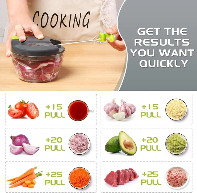 SINNSALLY PULL STRING Food Chopper Manual Onion Garlic Vegetable 520ml ...