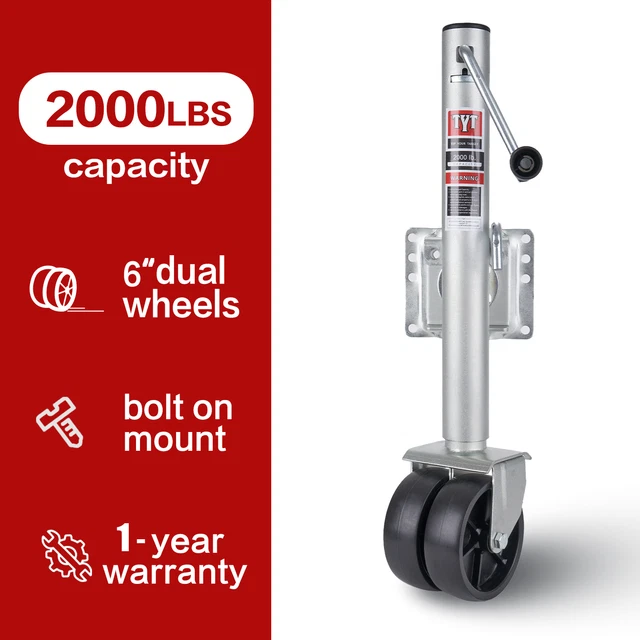 TYT 2000LBS HEAVY Duty Adjustable Swing-Up Swivel Dual Wheel Trailer ...