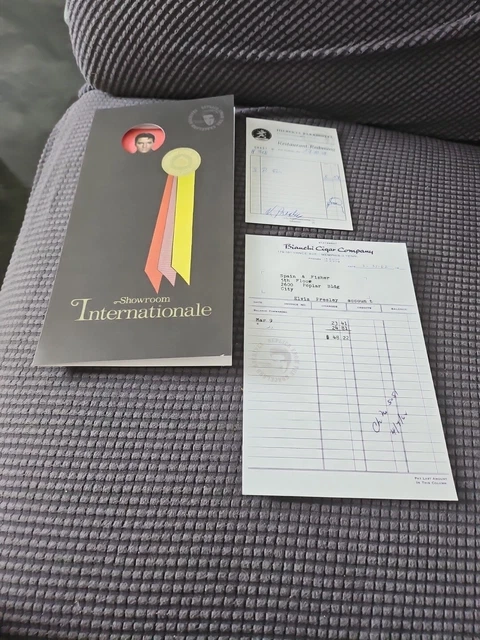 ELVIS PRESLEY EMPHEMERA-SHOWROOM Internationale Menu-Cigar Invoice-Food ...