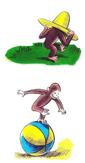 ~ CURIOUS GEORGE Monkey Cartoon Beach Ball Hat Paper House StickyPix ...