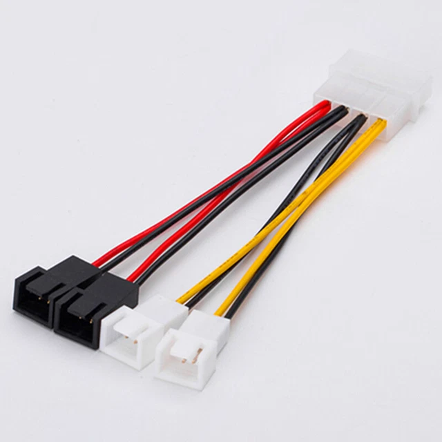 4-PIN MOLEX TO 3-Pin fan Power Cable Adapter Connector 12v5vCooling Fan ...