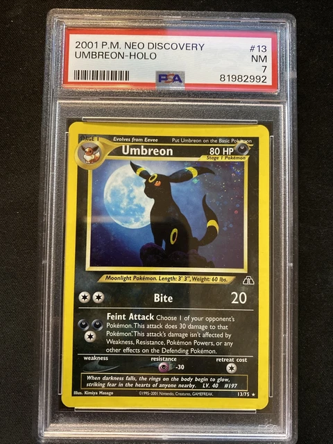 POKÉMON JCG UMBREON 13/75 Holo Neo Discovery PSA 7 Original Moonbreon ...