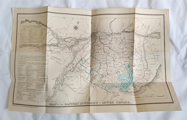 ANTIQUE MAP OF the Eastern Townships of Lower Canada Dean & Munday ...