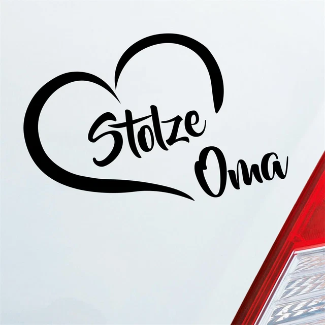 AUTO AUFKLEBER STOLZE Oma Liebe Herz Großmutter Enkel 14x10 cm Sticker ...