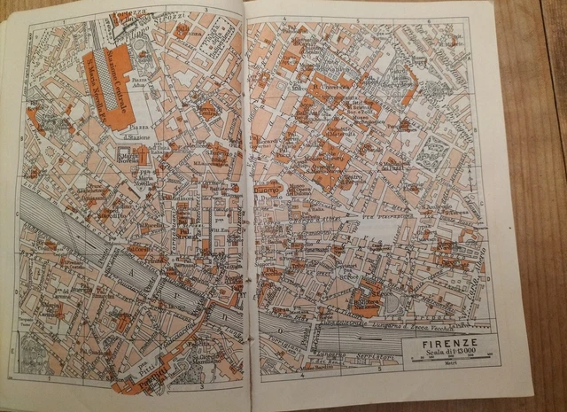 1939 VECCHIA CARTA pianta città di FIRENZE Piantina Toscana C.T.I ...