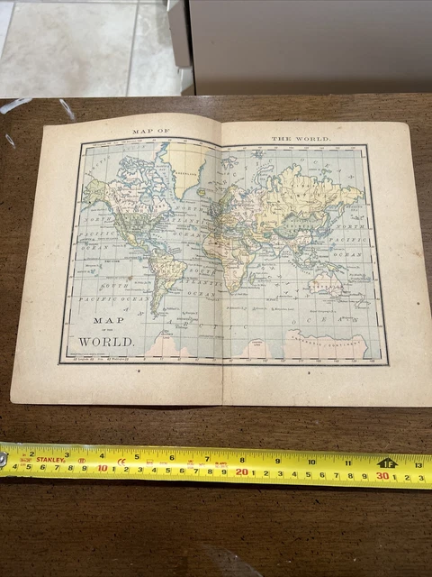 ANTIQUE COLORFUL 1885 Map Of The World 13x10 Inches £19.87 - PicClick UK
