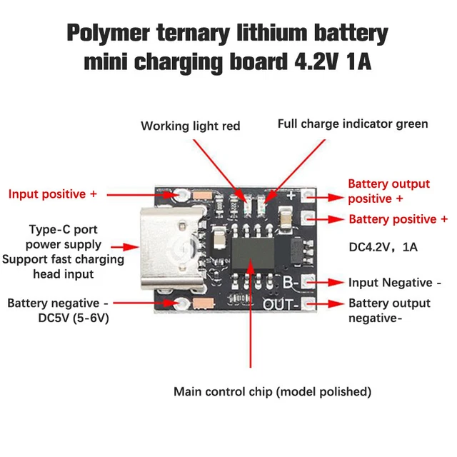 MINI LITHIUM BATTERY Charging Board Charger Module Type-C With ...