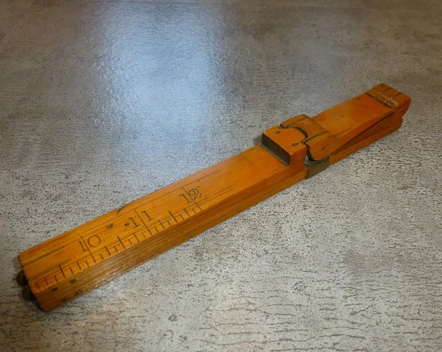 ANTIQUE WOODEN FOLDING SLIDING FOOT MEASURE by T.Temporal £29.95 ...