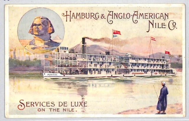 EGYPT MARITIME ADVERT Postcard *HAMBURG & ANGLO-AMERICAN NILE Co ...