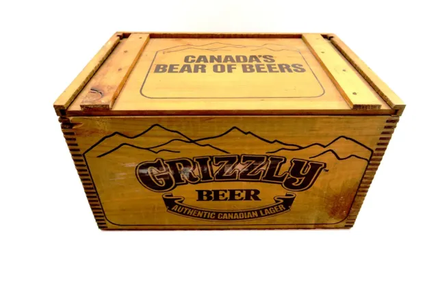 VINTAGE GRIZZLY BEER Dovetail Wooden Box Crate with Slide Top from ...